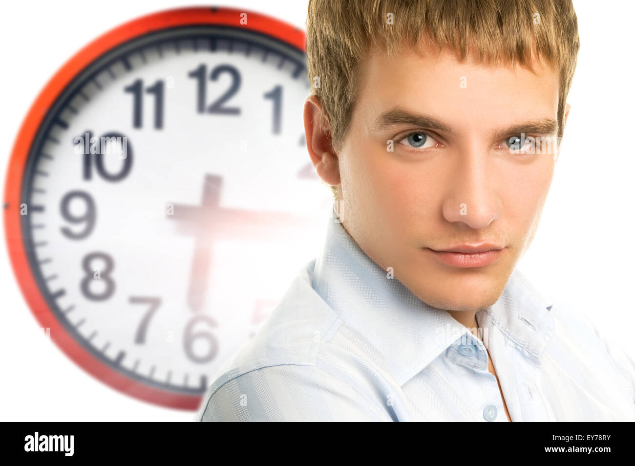Business man face and clock Stock Photo - Alamy
