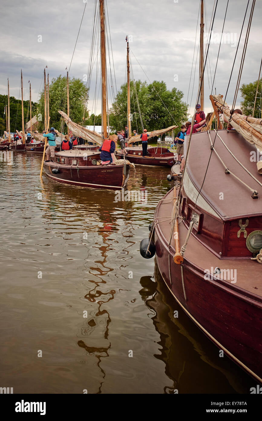 The Norfolk Heritage Fleet of Hunter's gaff rig yachts arriving at ...