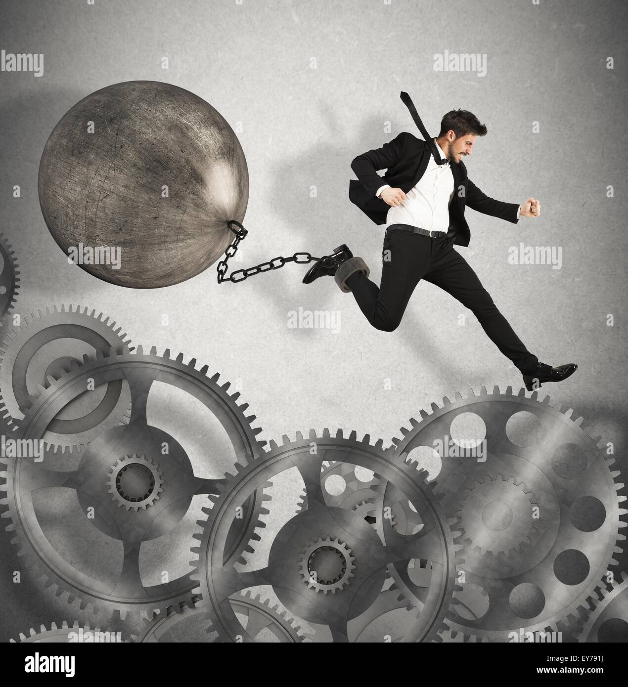 Businessman career with impediment Stock Photo - Alamy
