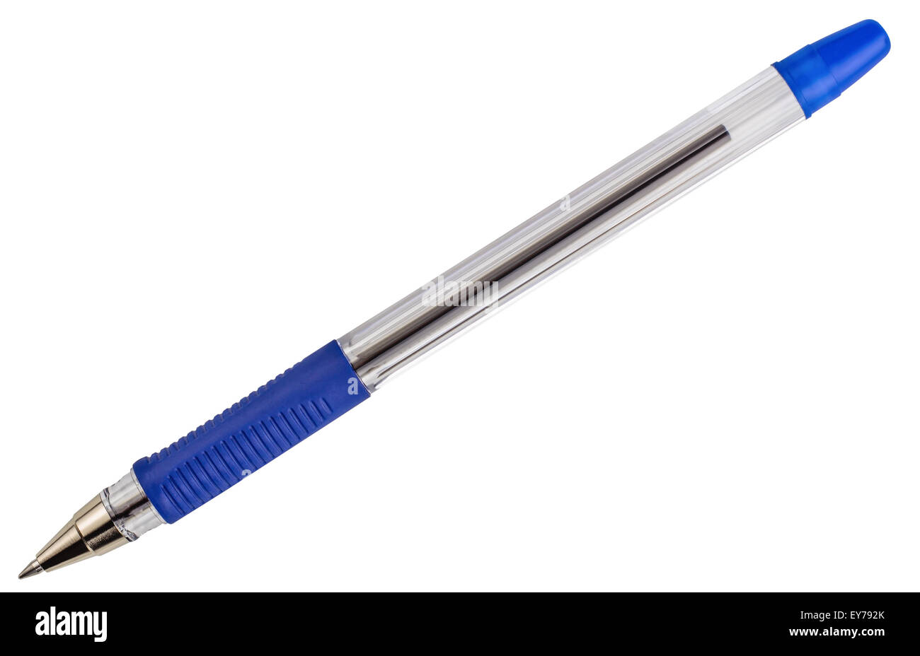 the blue ballpoint pen isolated on white background Stock Photo - Alamy
