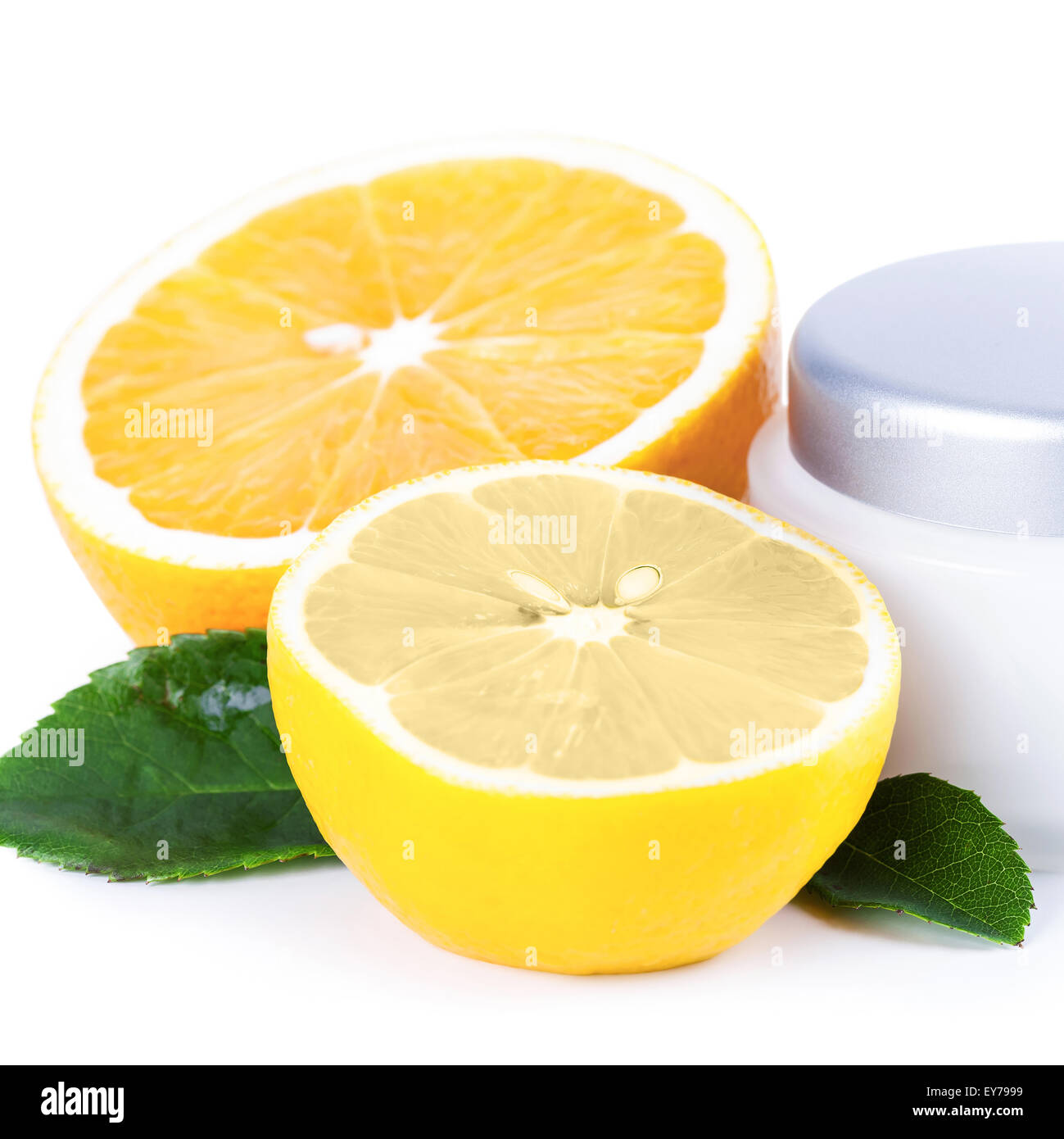 Organic nutrition facial cream with vitamin C, skincare organic concept ...