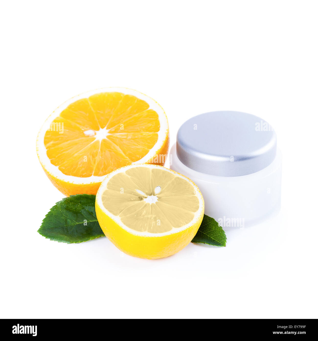 Organic nutrition facial cream with vitamin C, skincare organic concept ...