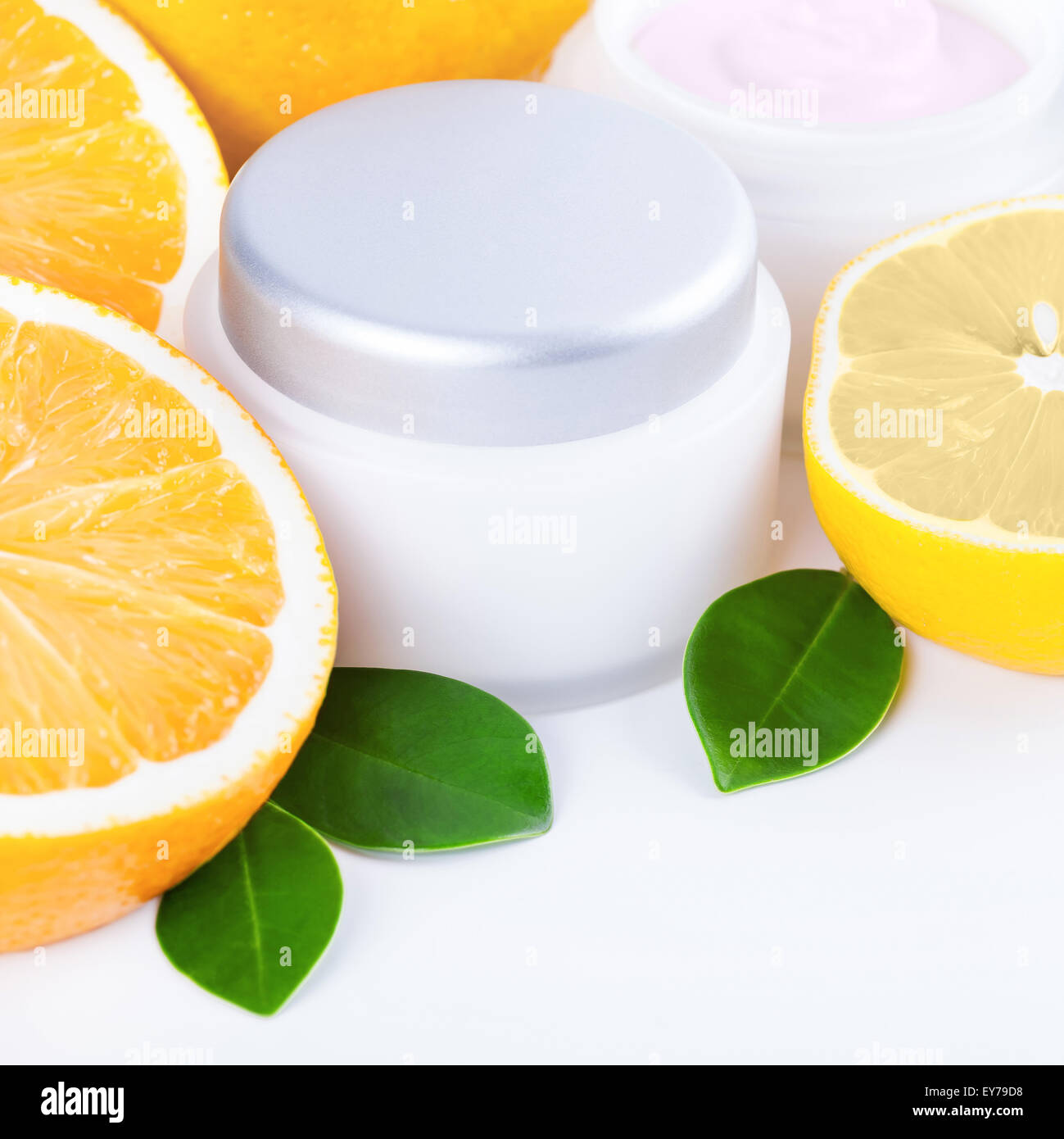 Organic nutrition facial cream with vitamin C, skincare organic concept ...