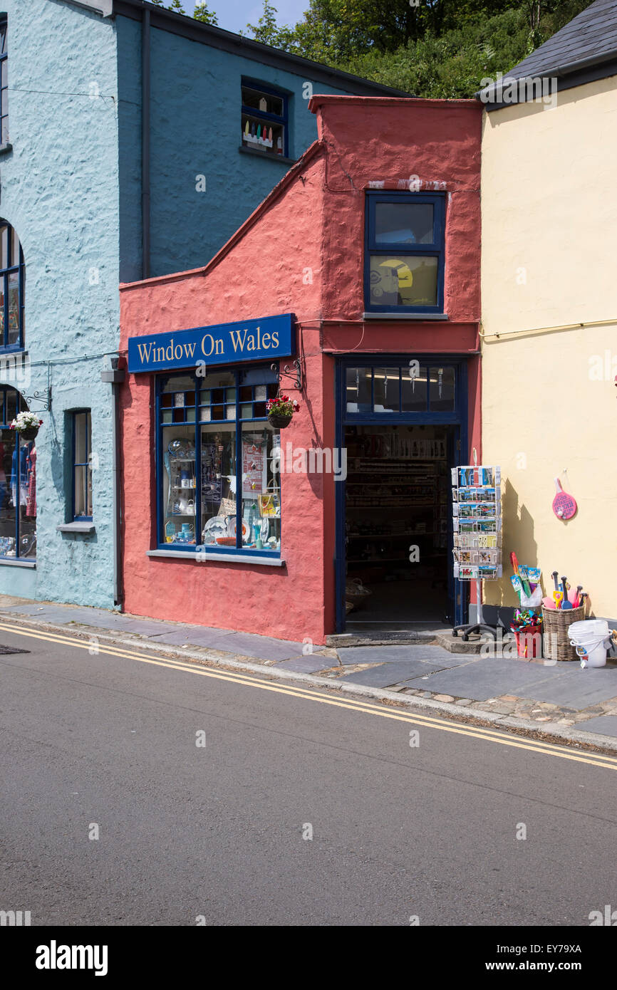 Small shop in holiday resort of Solva, South Wales selling postcards ...