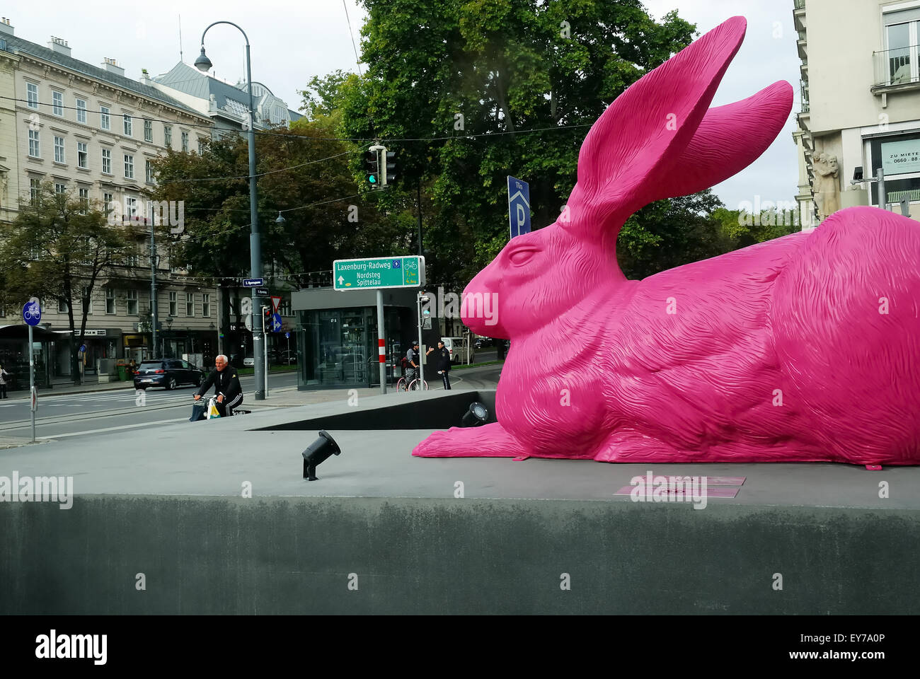 Vienna, Austria. The big hot pink bunny in Innere Stadt (First District ...