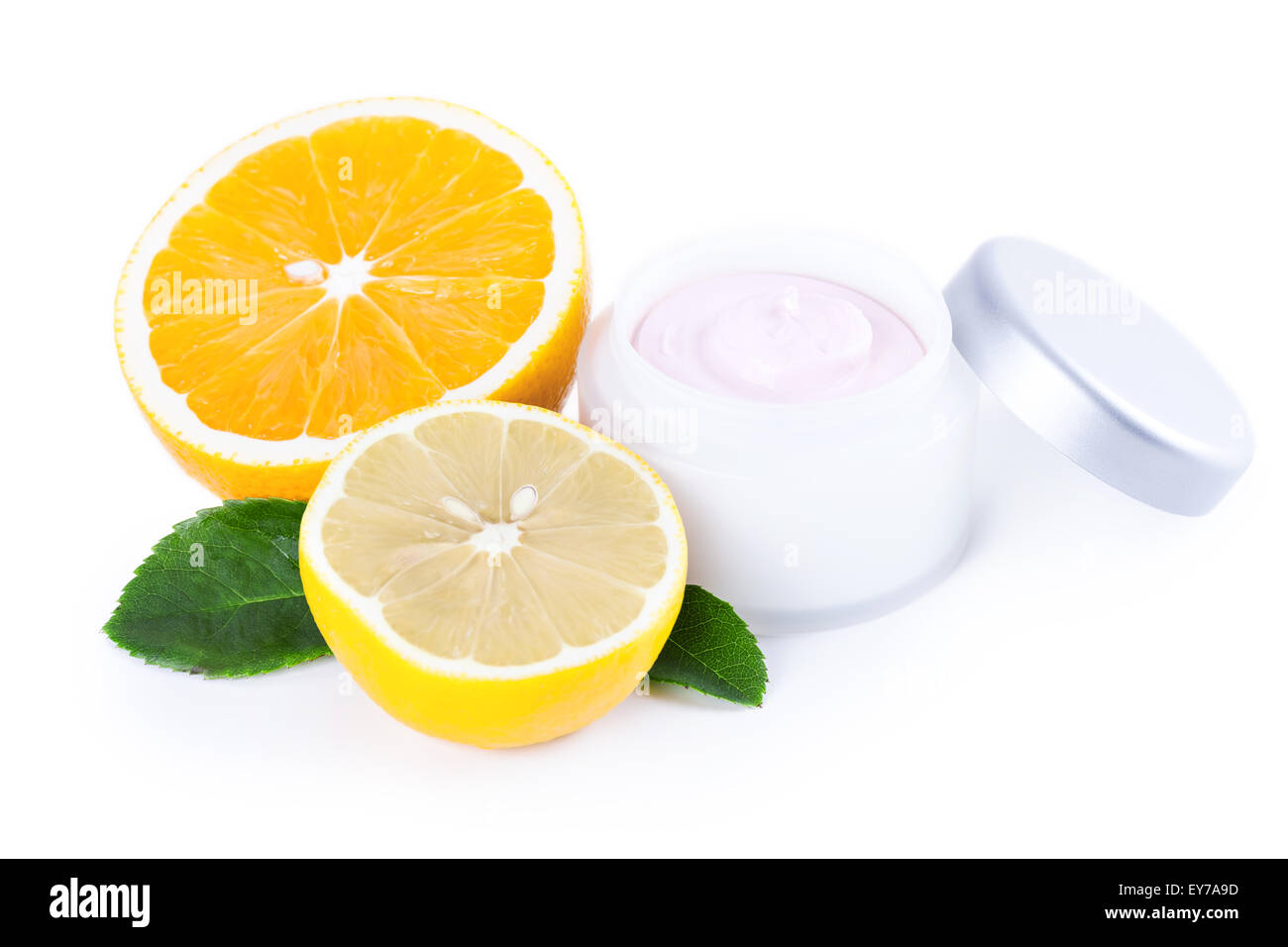 Organic nutrition facial cream with vitamin C, skincare organic concept ...