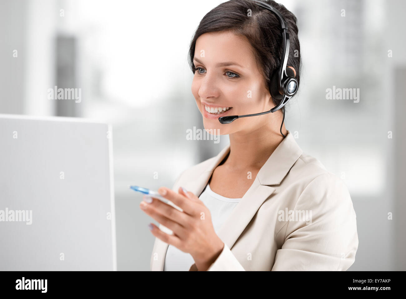 Concept for call center worker Stock Photo - Alamy