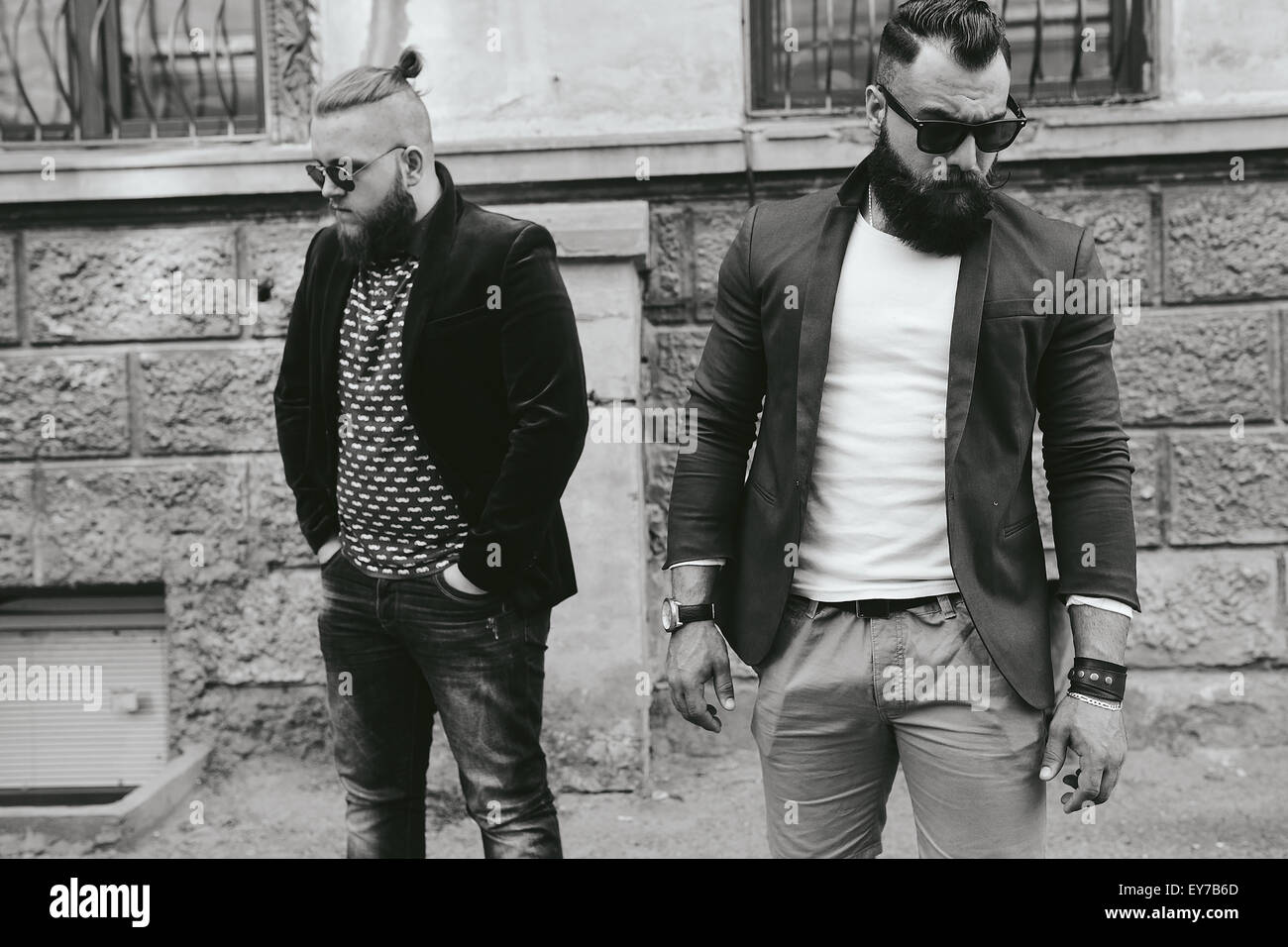 Two stylish bearded men on the background of each other Stock Photo - Alamy