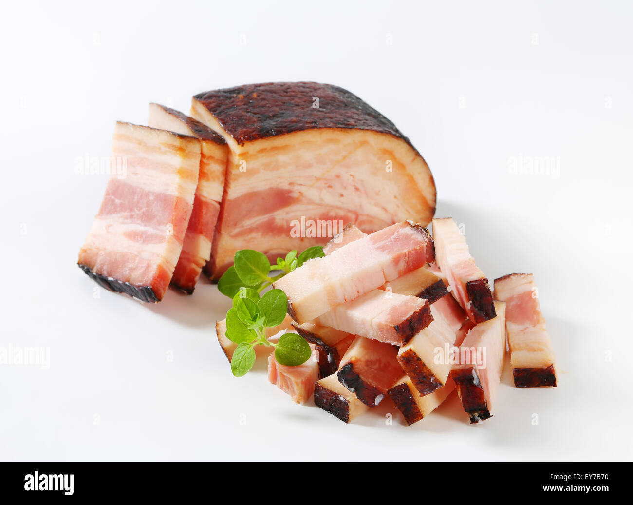 Slab of smoked bacon - studio shot Stock Photo - Alamy
