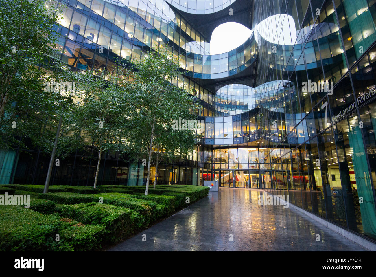 A rainy evening at More London Place, London England UK Stock Photo - Alamy