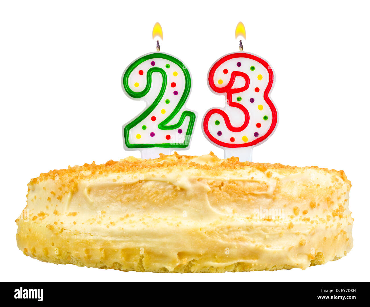 birthday cake with candles number twenty three isolated on white ...