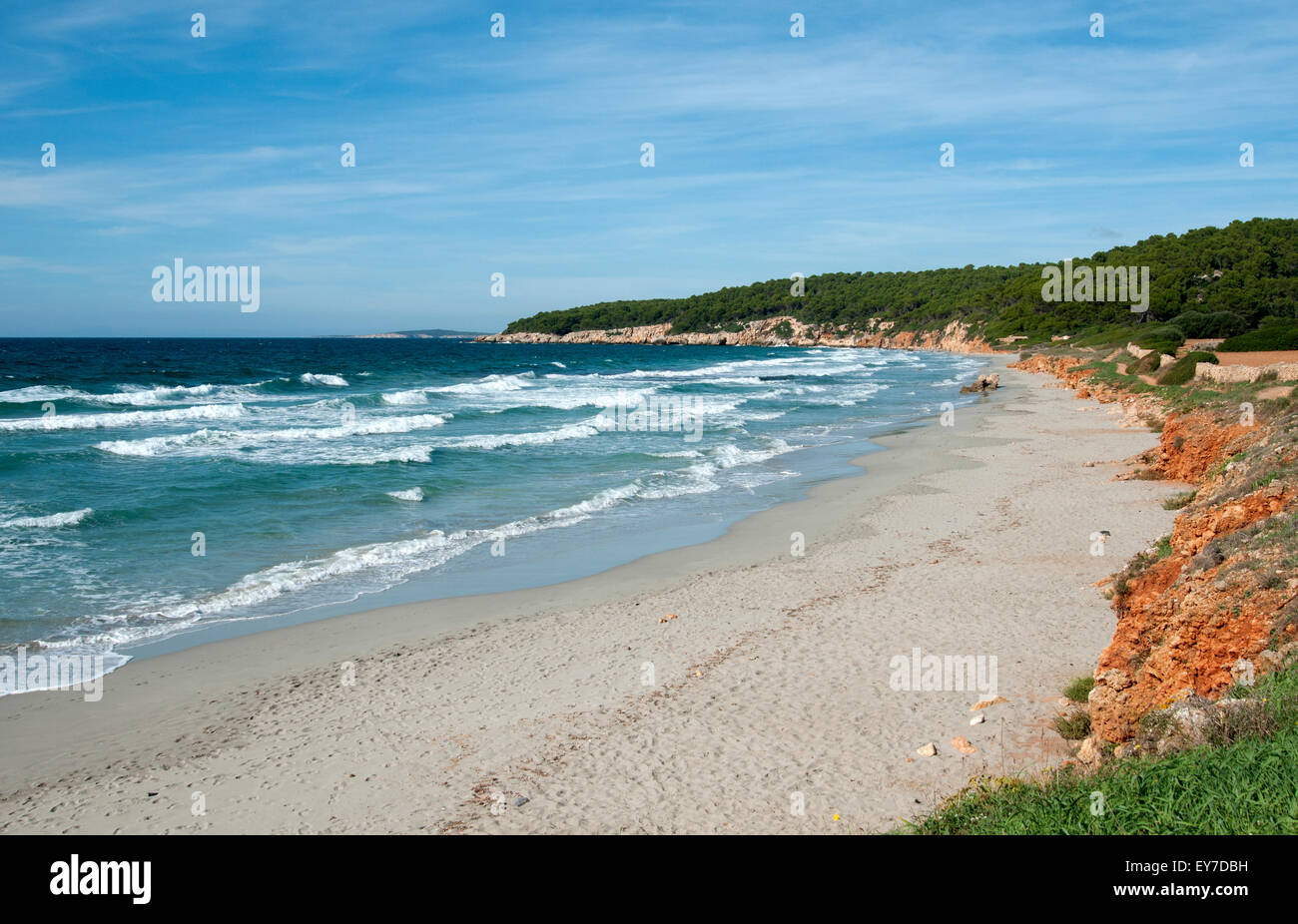 Waves in the surf at the beautiful empty beach at Binigaus on the ...