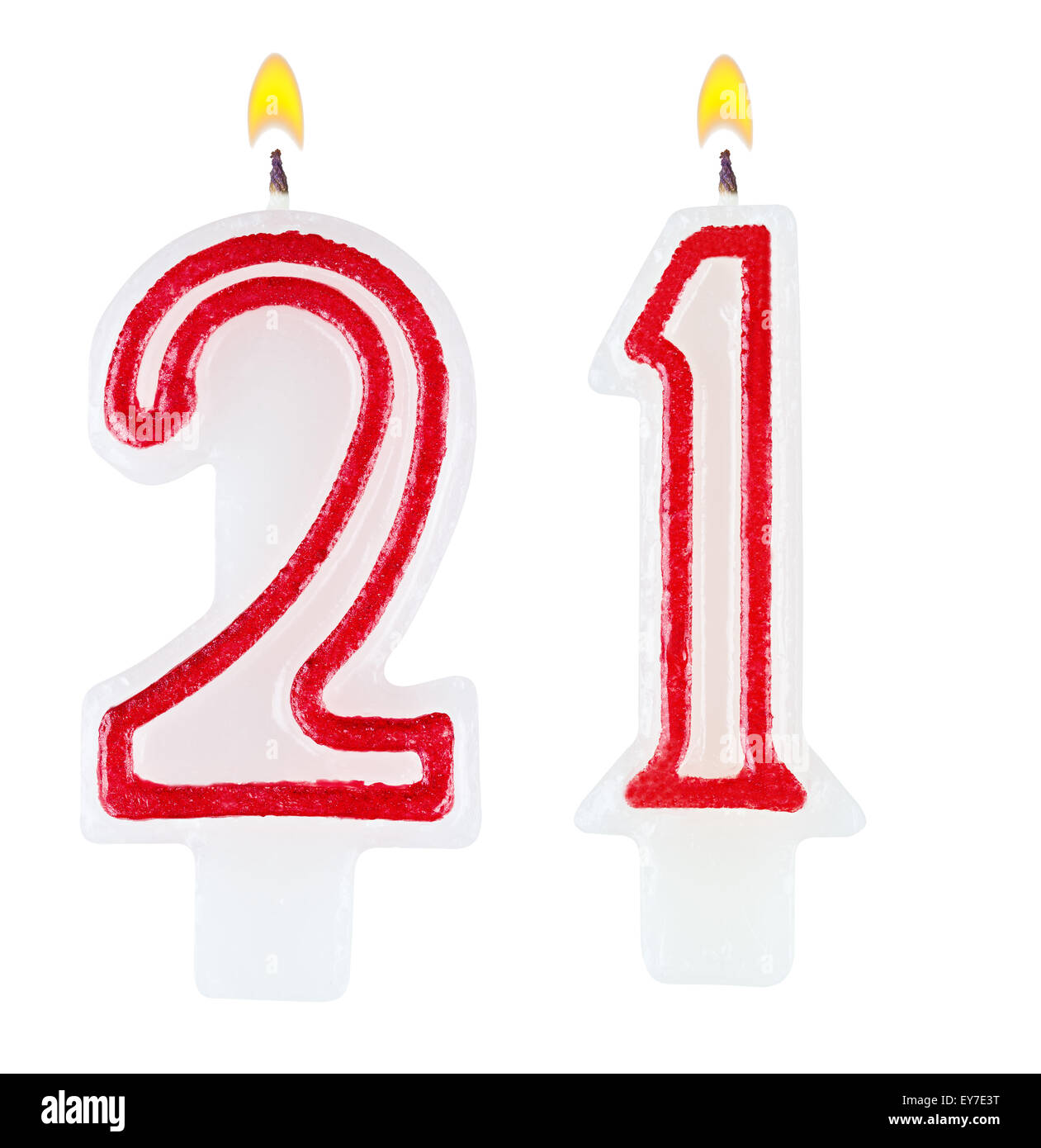 Birthday candles number twenty one isolated on white background Stock ...