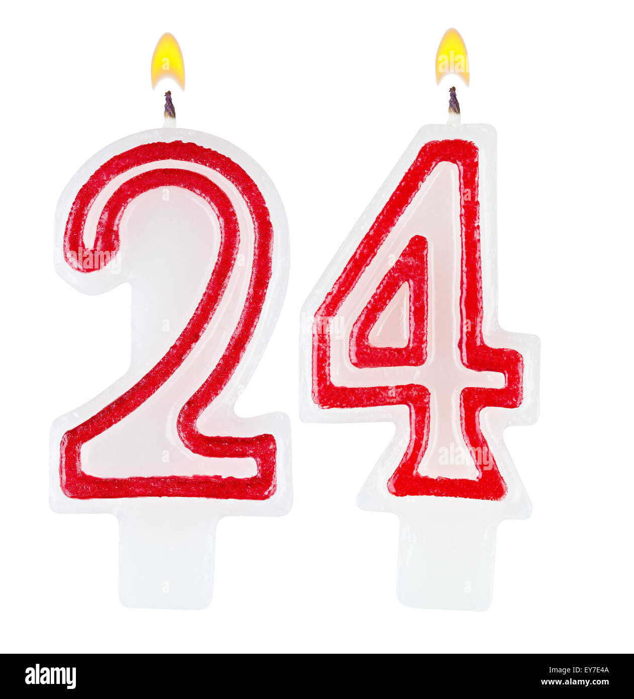 Birthday candles number twenty four isolated on white background Stock ...