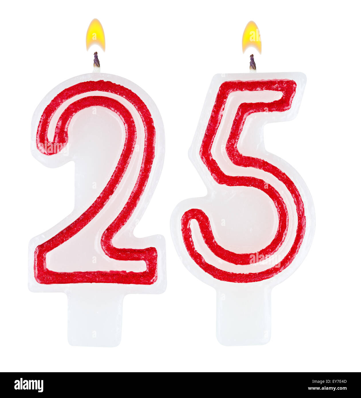 Birthday candles number twenty five isolated on white background Stock ...