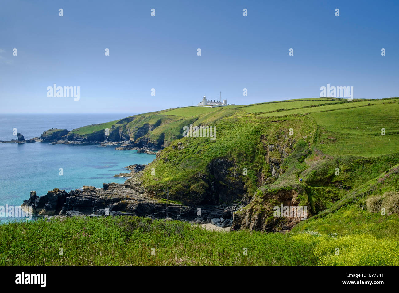 Lizard Point Lighthouse from Housel Bay, West Cornwall, UK - with ...