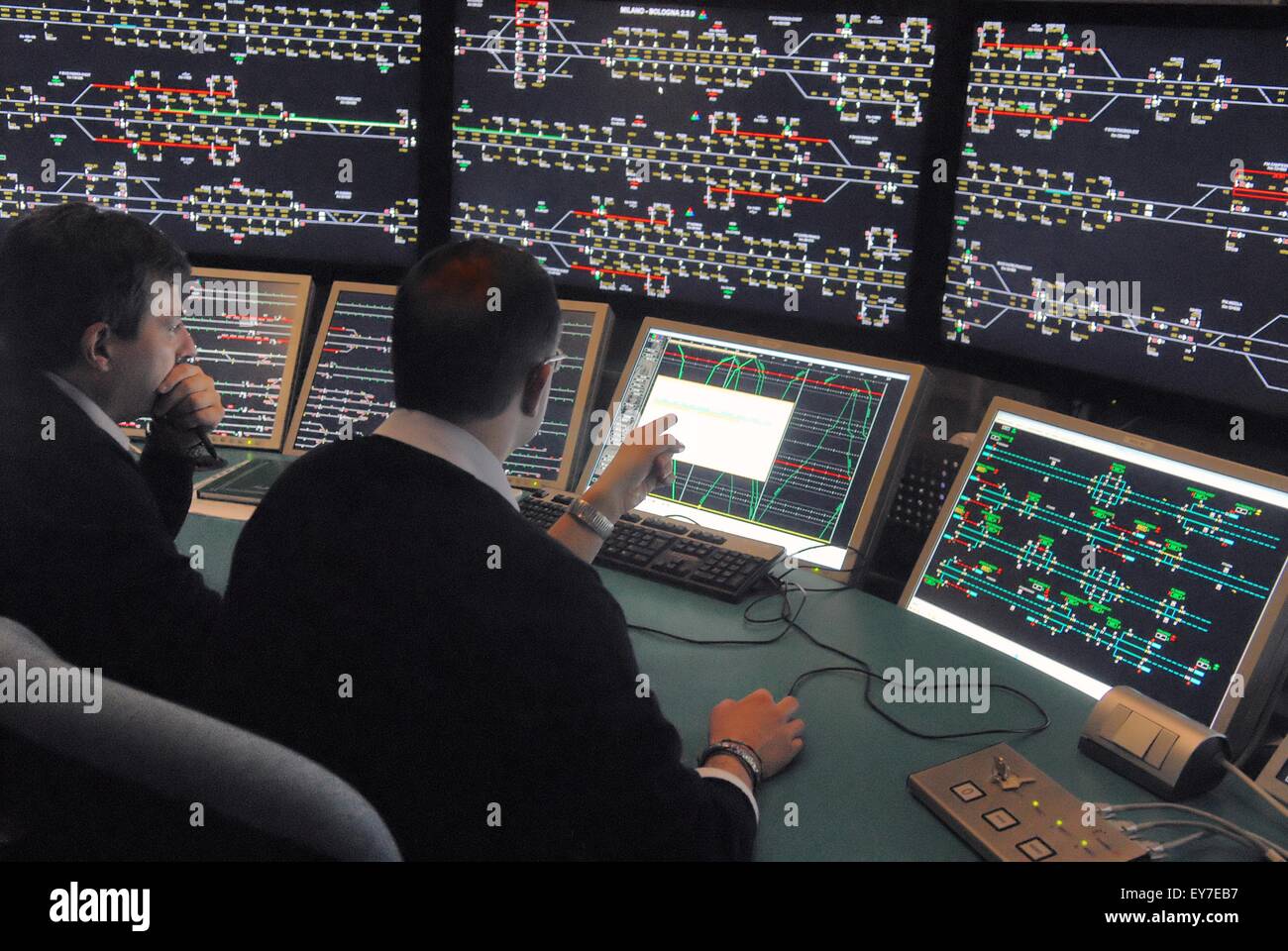 Bologna (Italy), the control room of high-speed railway lines Stock ...