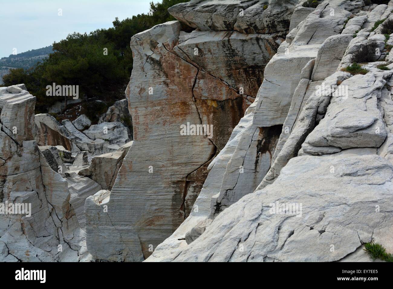 White marble rocks and cliffs on Thassos Island,Greece Stock Photo - Alamy