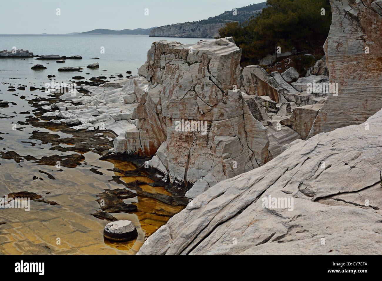 White marble cliffs on Thassos Island,Greece Stock Photo - Alamy