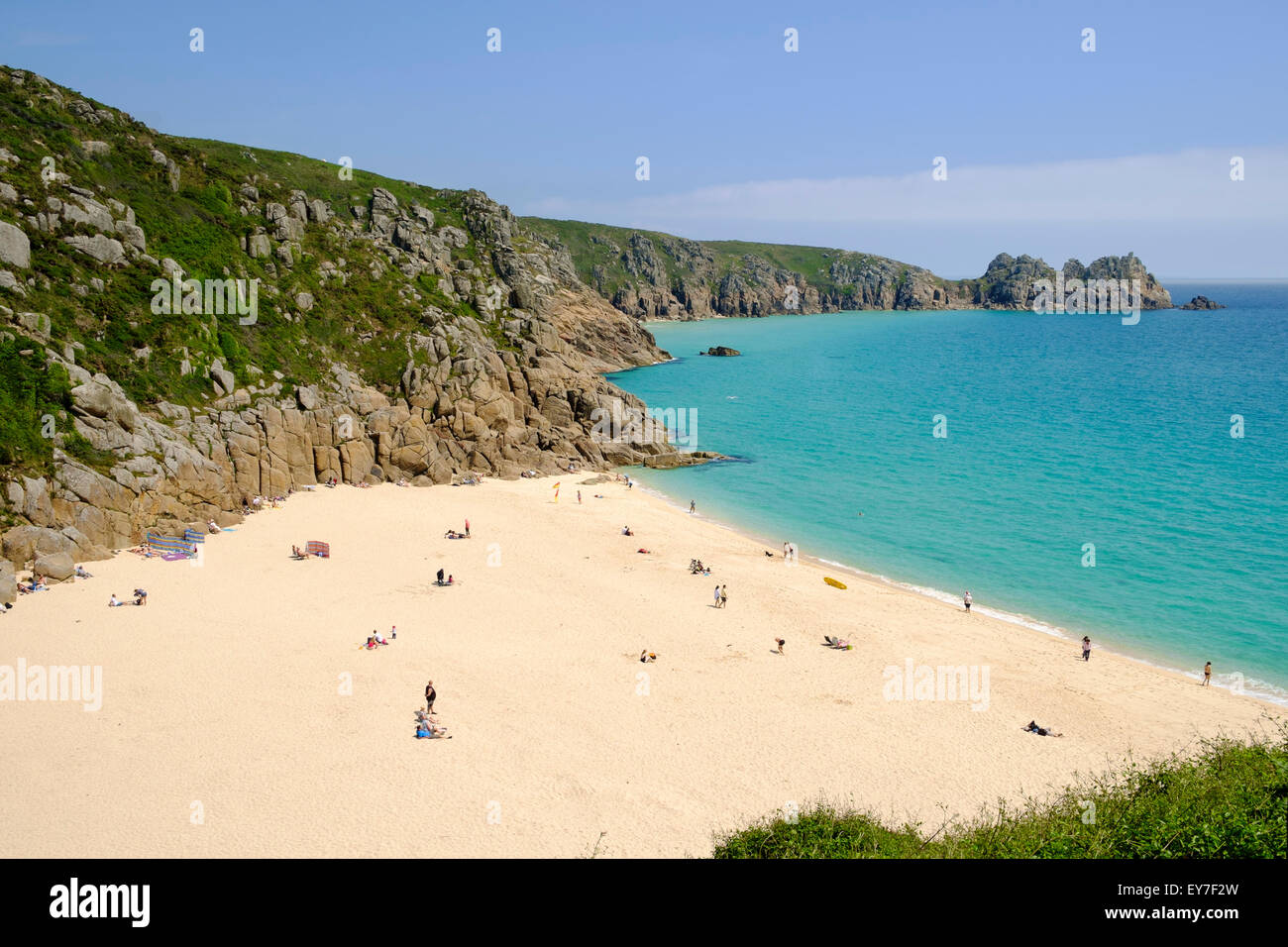 Cornwall beach - Porthcurno in summer Stock Photo - Alamy