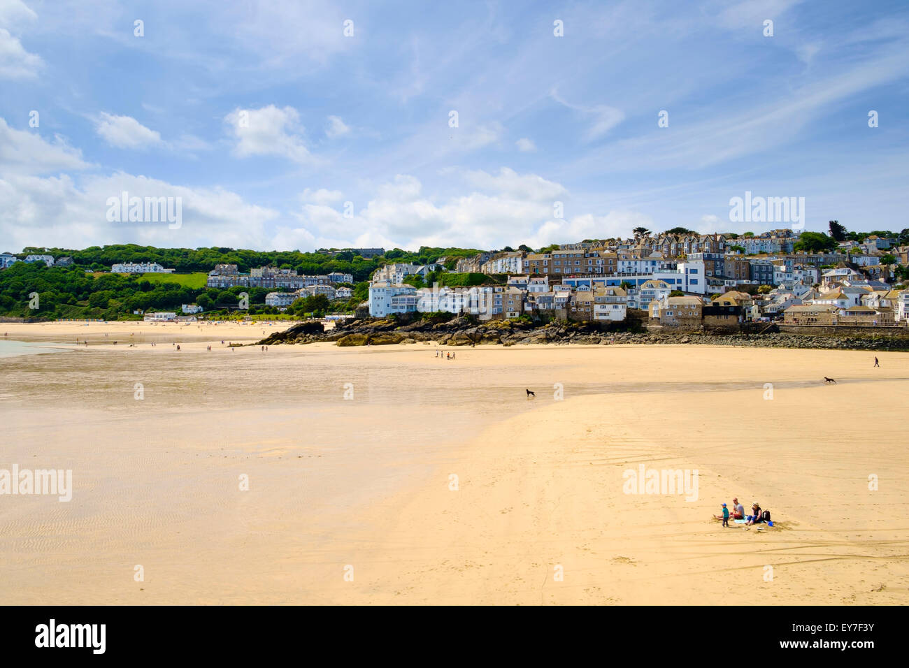 Cornwall, UK - the beach at St Ives, England - people on the beach in ...