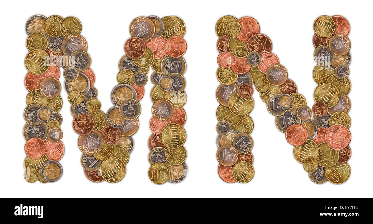 Characters M and N made of Euro coins Stock Photo - Alamy