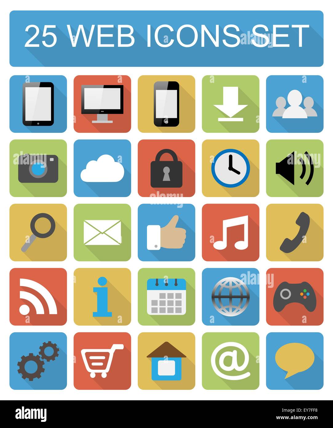 Color flat web icons set on white background Stock Vector Image & Art ...