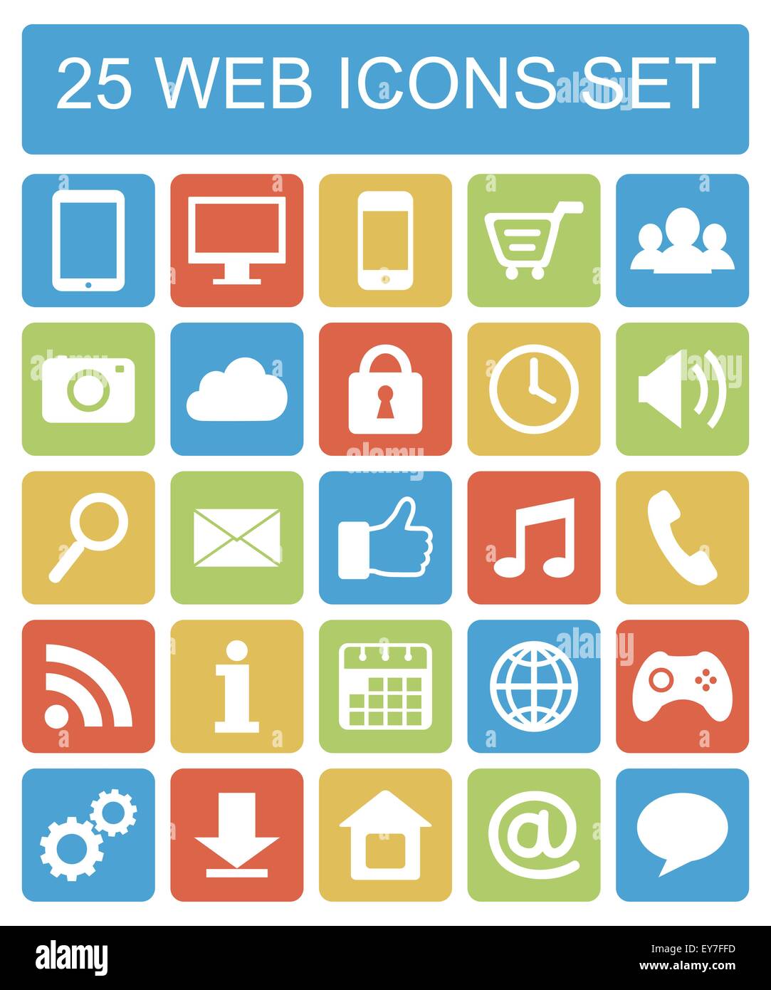 Color flat web icons set on white background Stock Vector Image & Art ...