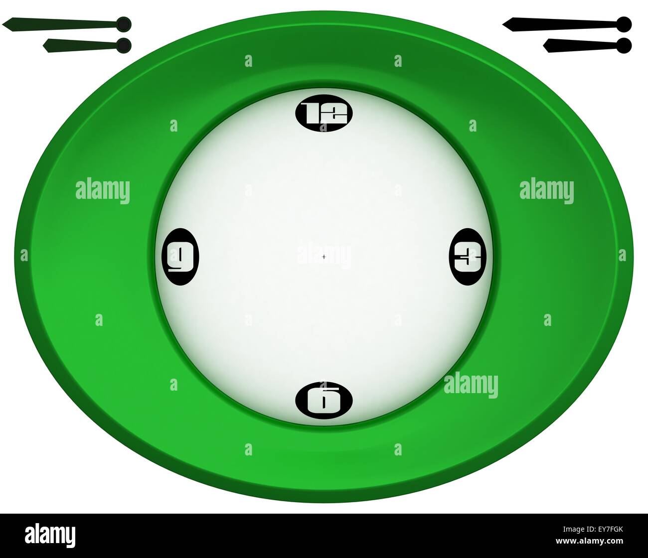 Simple, oval shaped green clock. Hands and their alpha channel provided ...