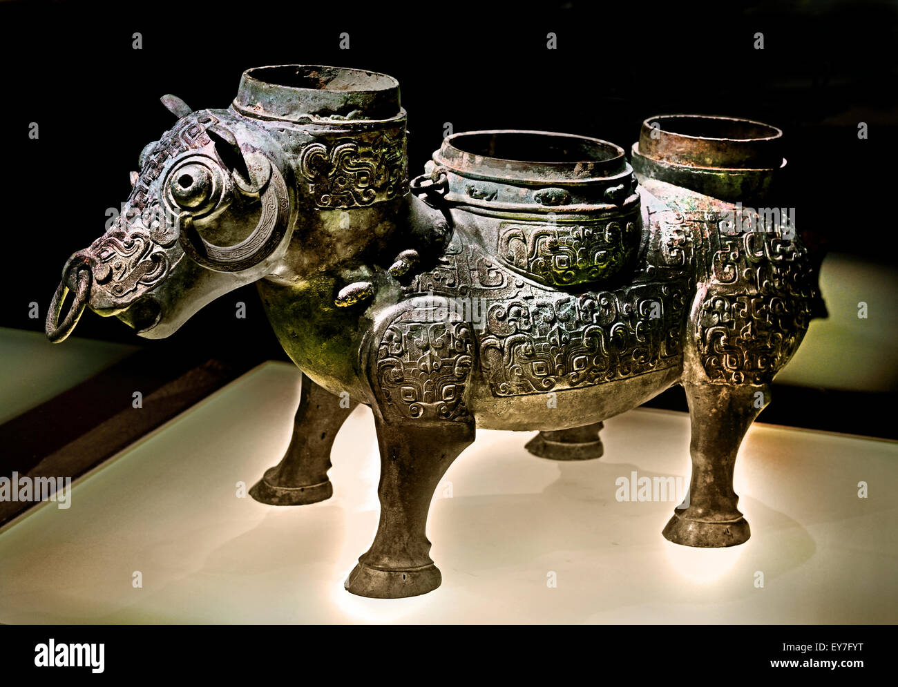 Ox shaped bronze Zun wine vessel (early 6th C. 476 BC) Shanghai Museum of ancient Chinese art ...