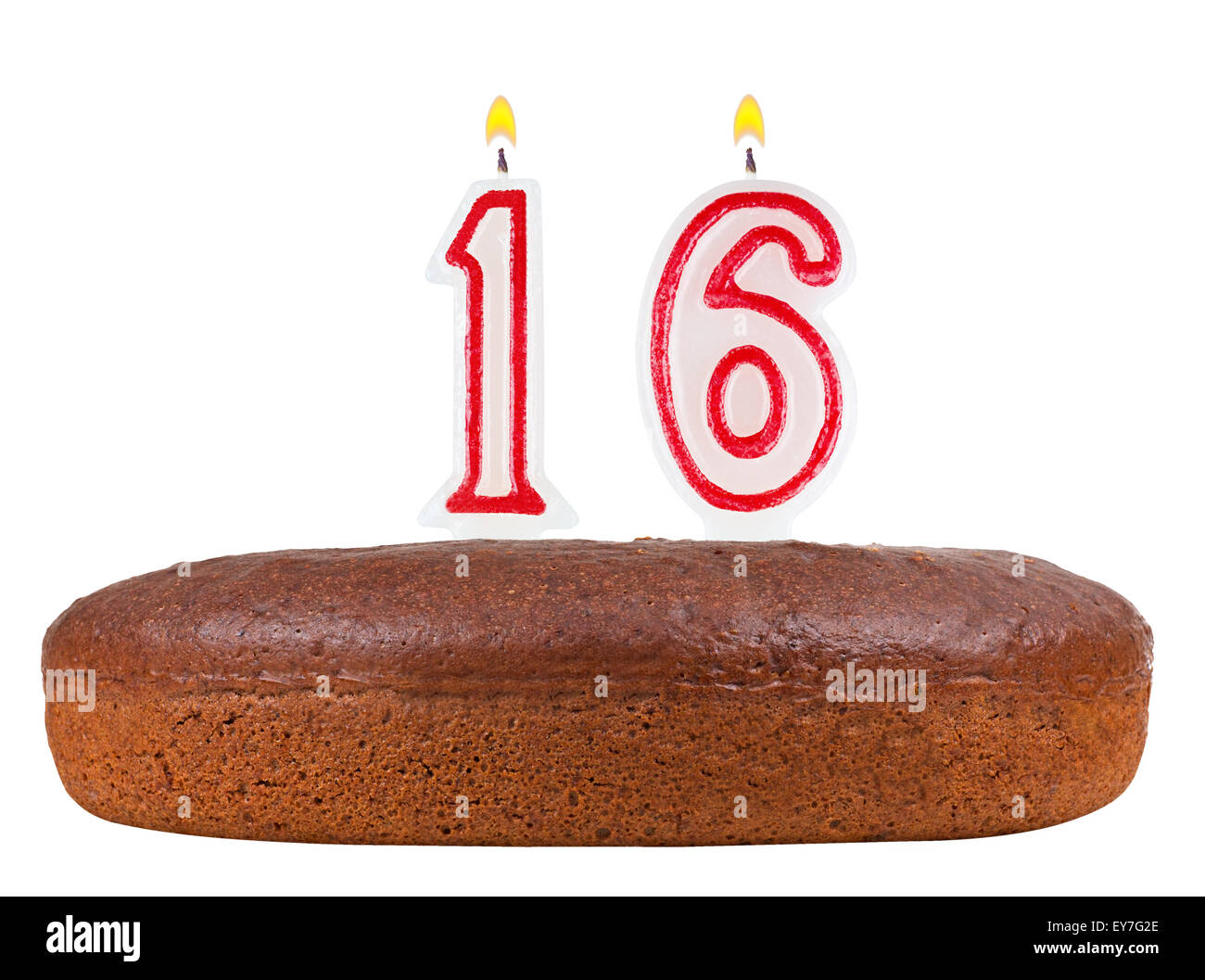 birthday cake with candles number 16 isolated on white background Stock ...