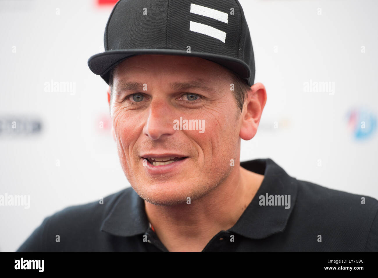 Portsmouth, UK. 23rd July 2015. Chris Draper skipper of SoftBank Team ...
