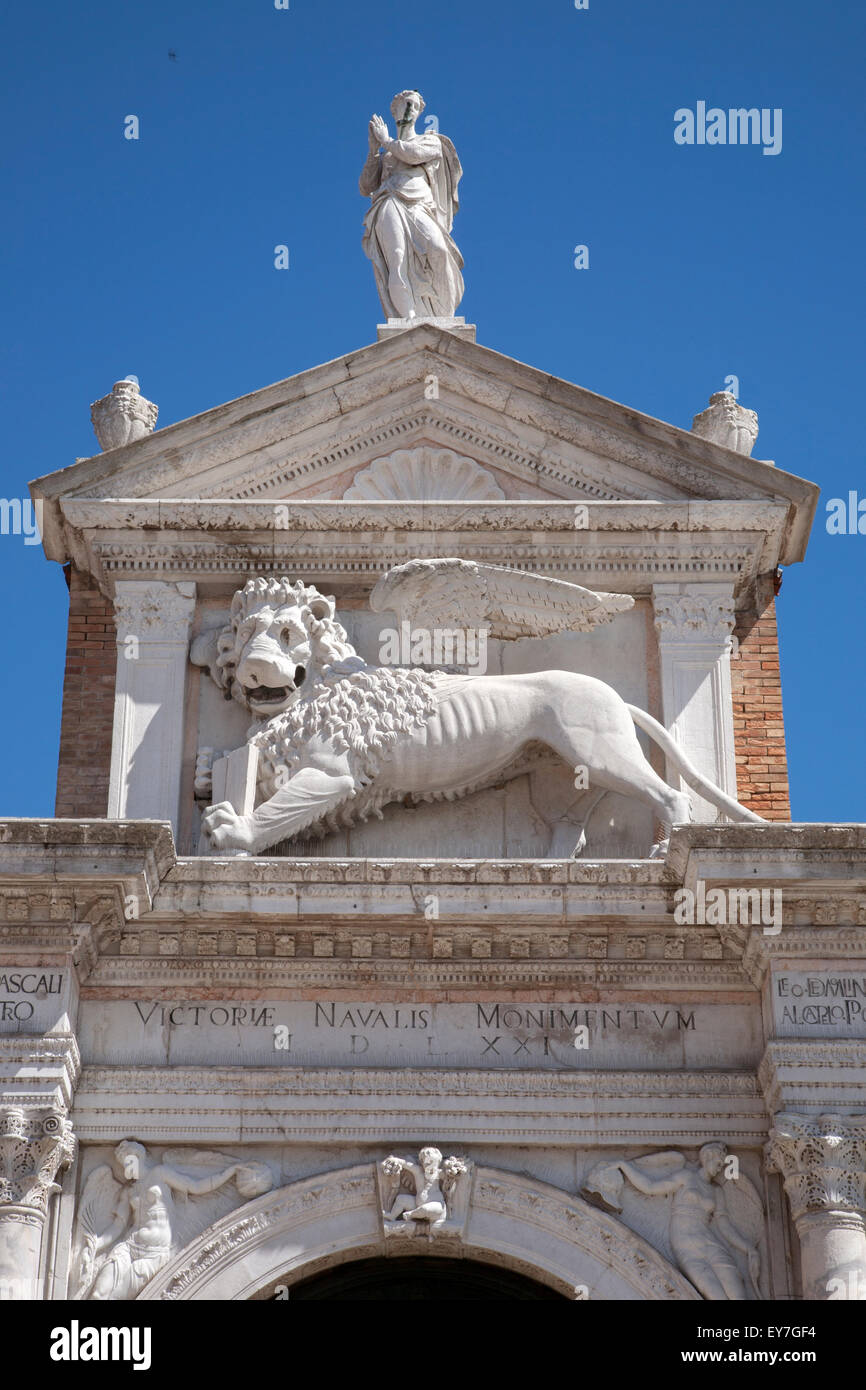 Statue outside Arsenale di Venezia - Arsenal, Venice, Italy Stock Photo ...