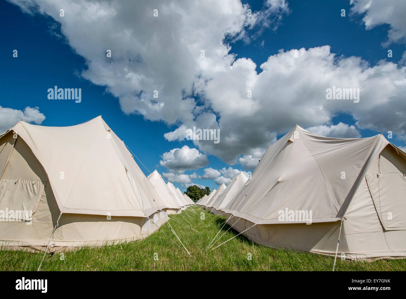 Lines of eco boutique tents and teepee camping at the Somersault ...
