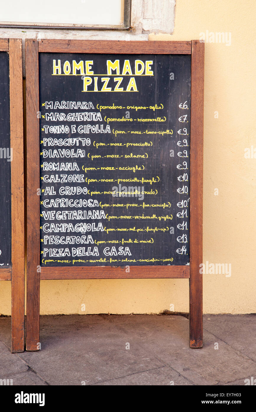 Italian Food Pizza Restaurant Menu; Italy Stock Photo - Alamy