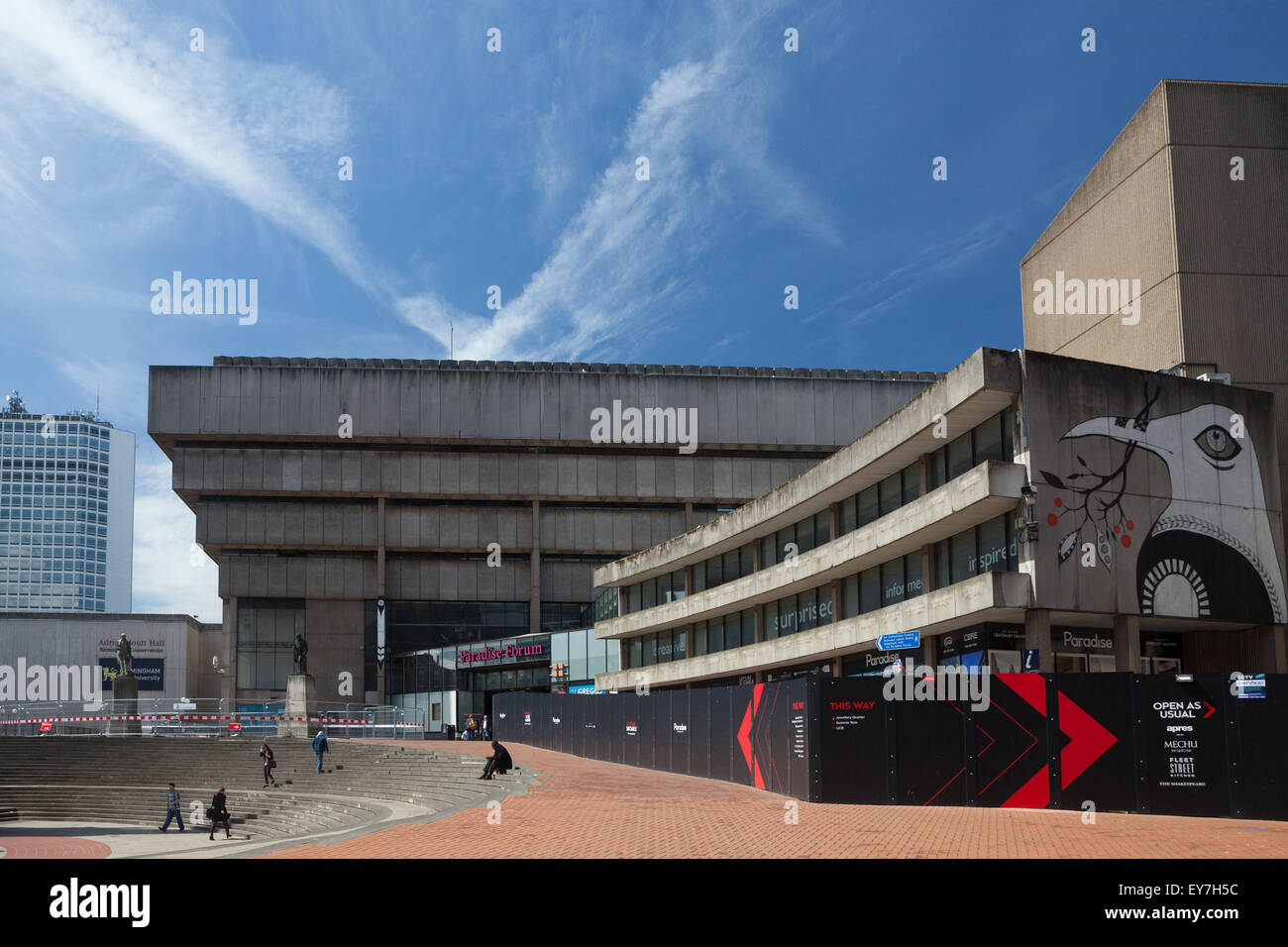 The old library in Birmingham UK. Boarded off as a major redevelopment ...