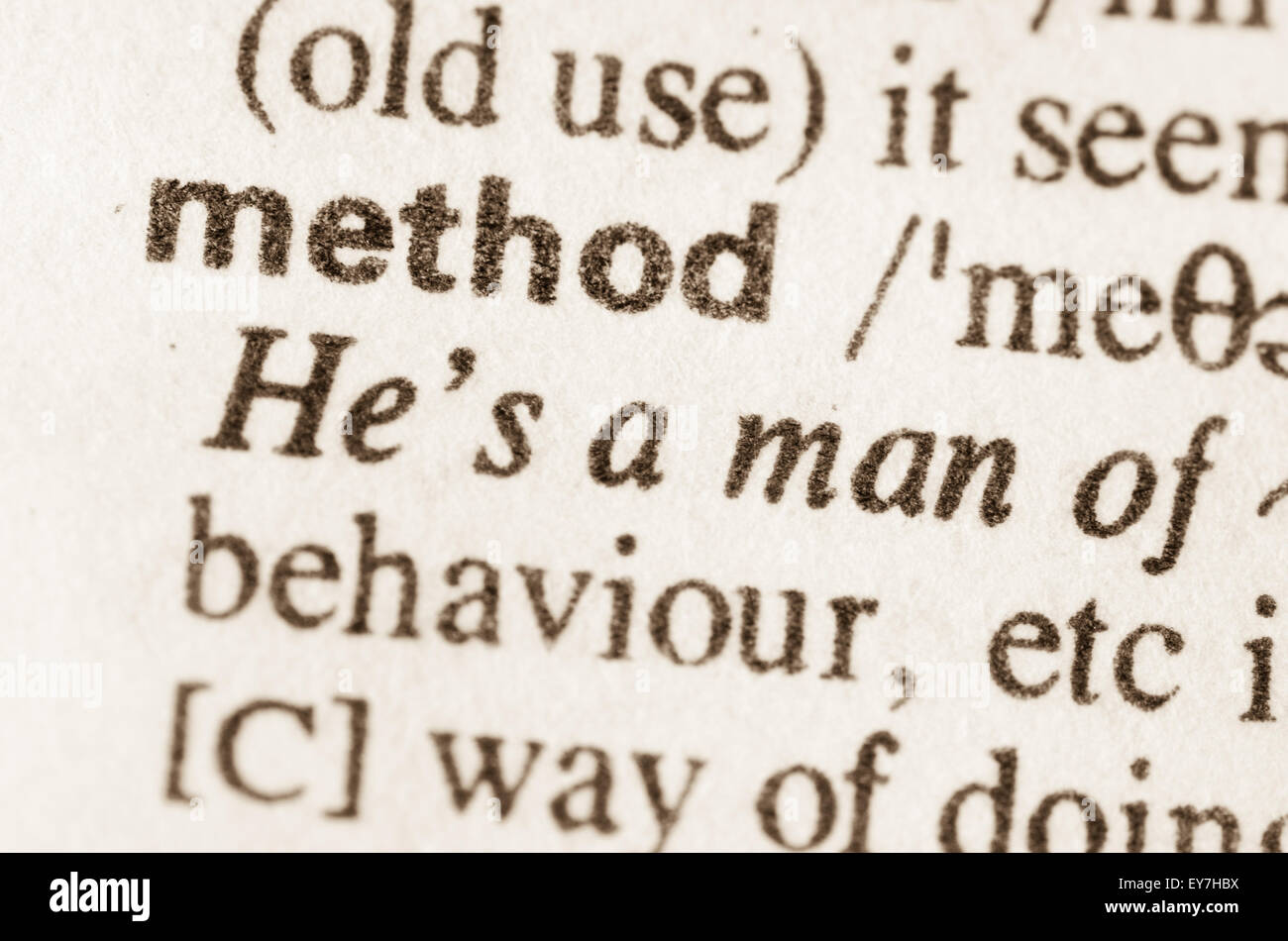 Definition of word method in dictionary Stock Photo - Alamy
