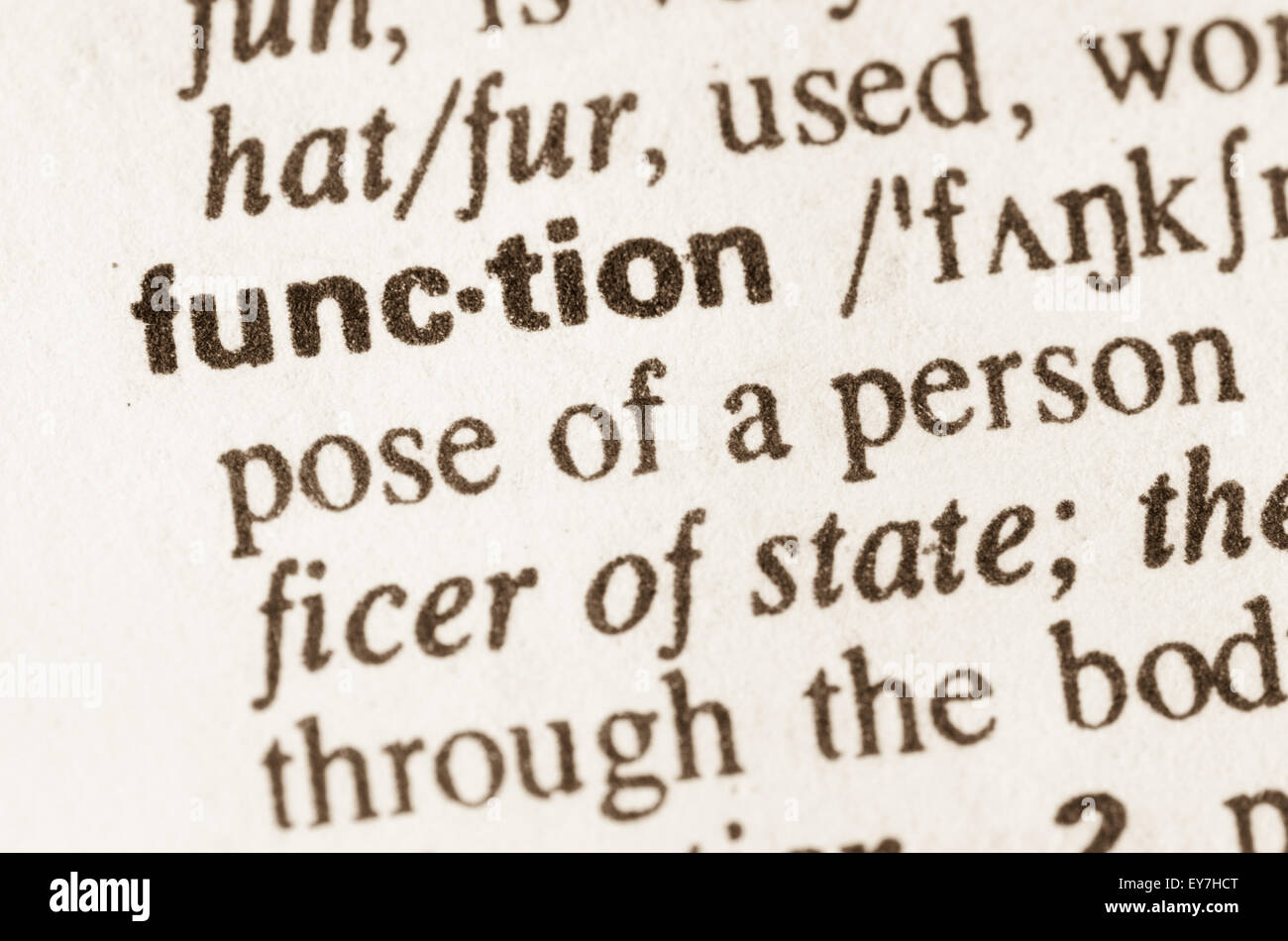 Definition of word function in dictionary Stock Photo - Alamy