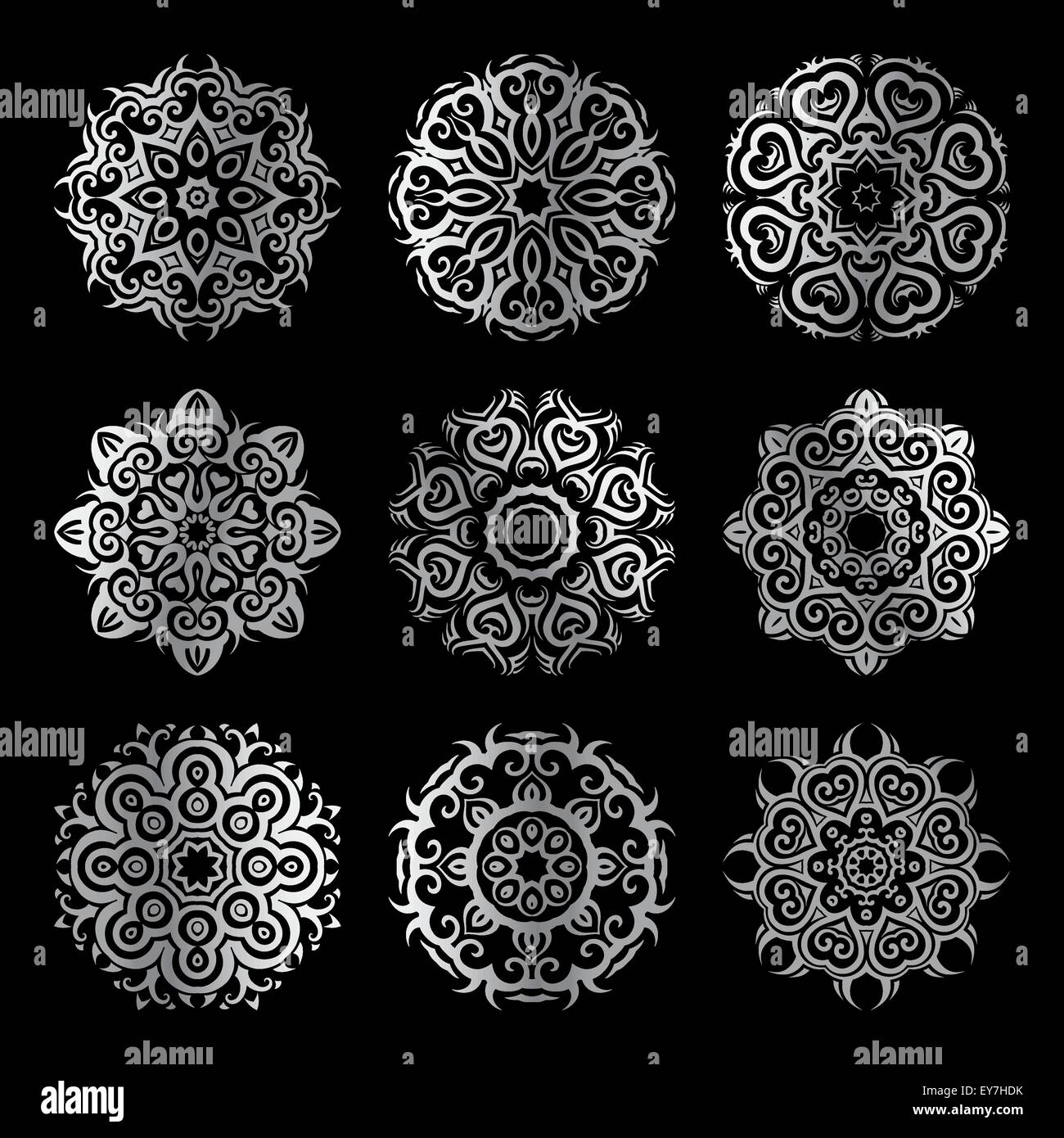 Silver mandala set Stock Vector Image & Art - Alamy