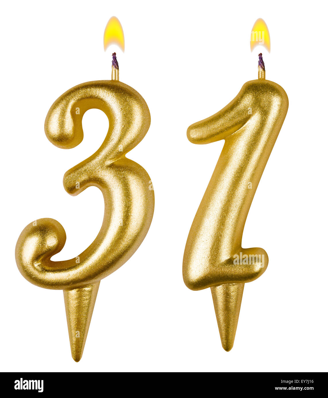 Birthday candles number thirty one isolated on white background Stock ...