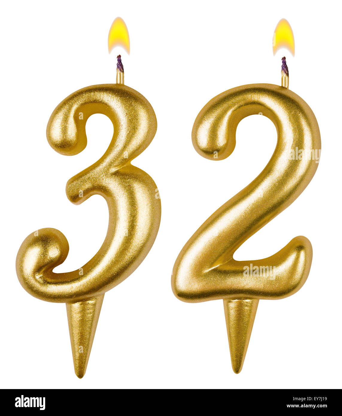 Birthday candles number thirty twoisolated on white background Stock ...