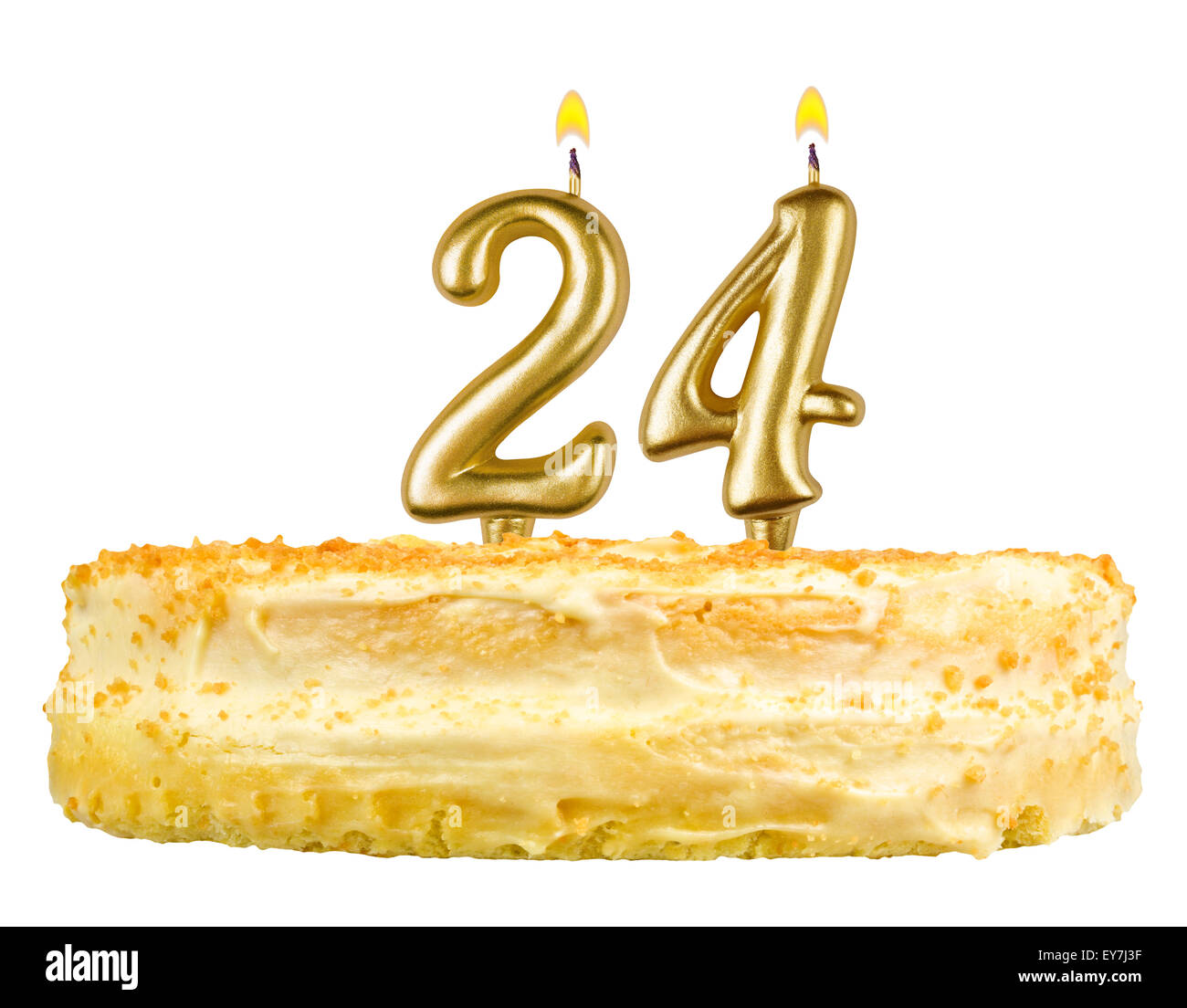 birthday cake with candles number twenty four isolated on white ...