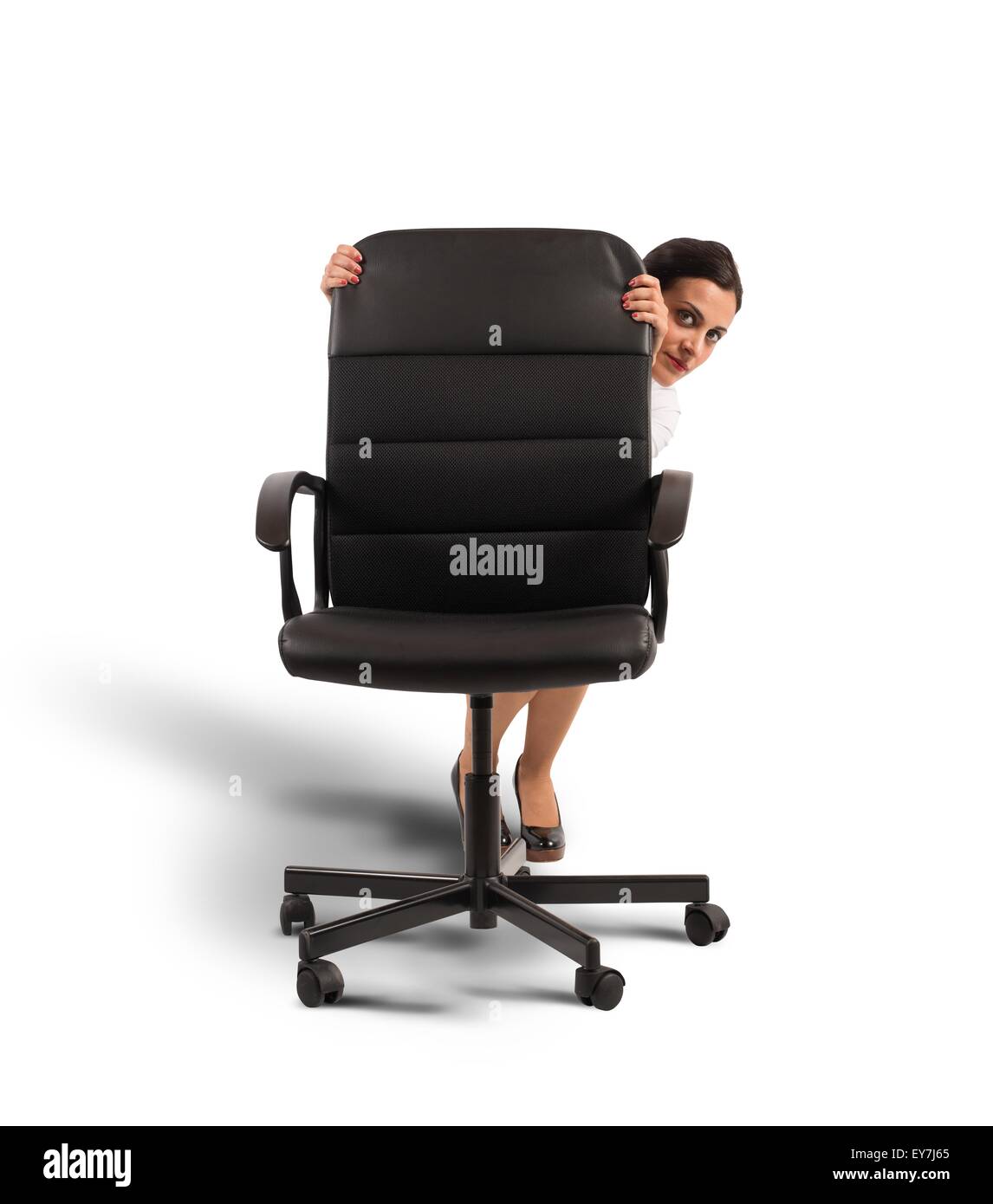 Woman crouching scared Cut Out Stock Images & Pictures - Alamy