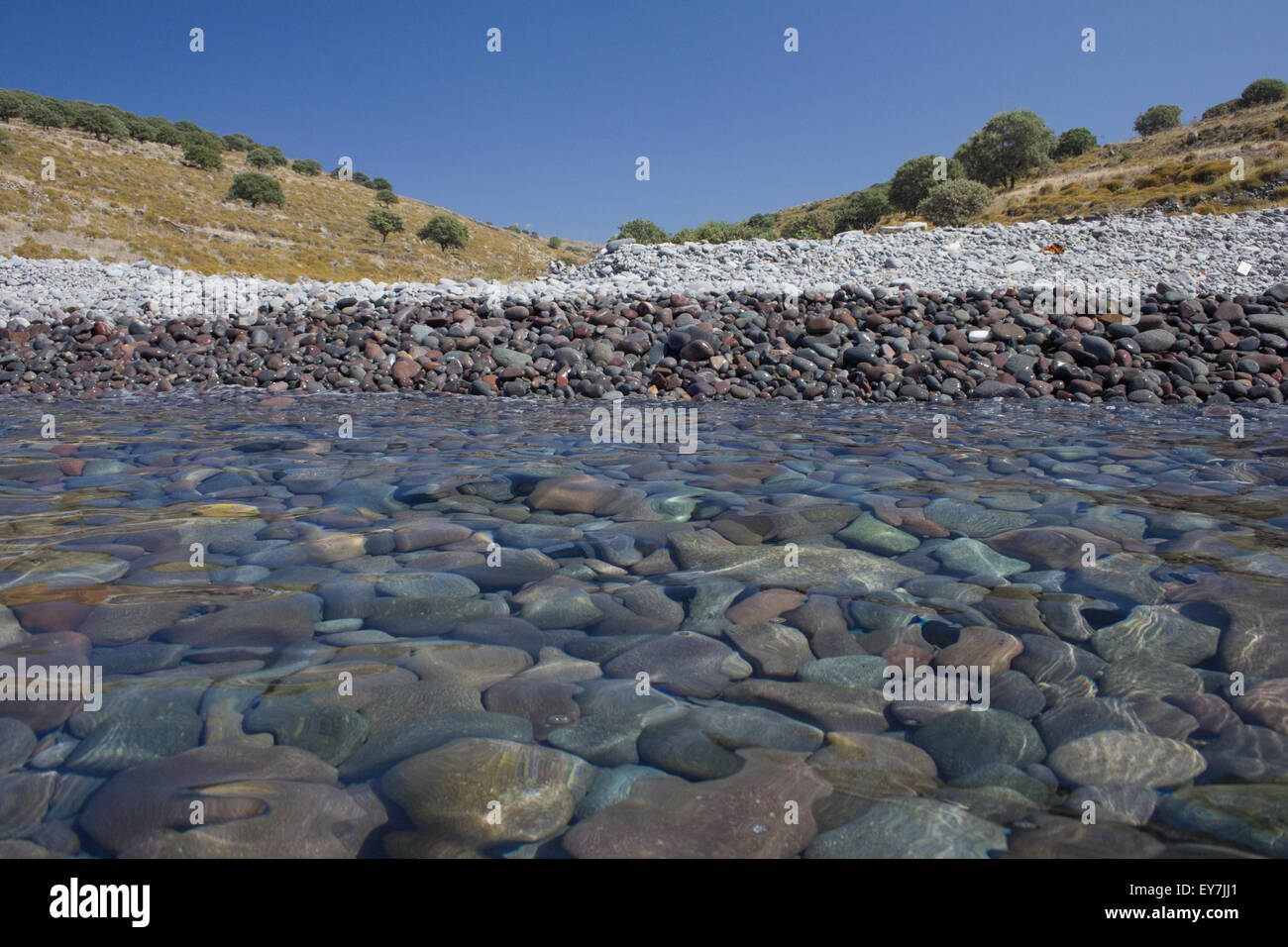 Various peeble sizes and limpid sea waters at Small Mourouli peeble ...