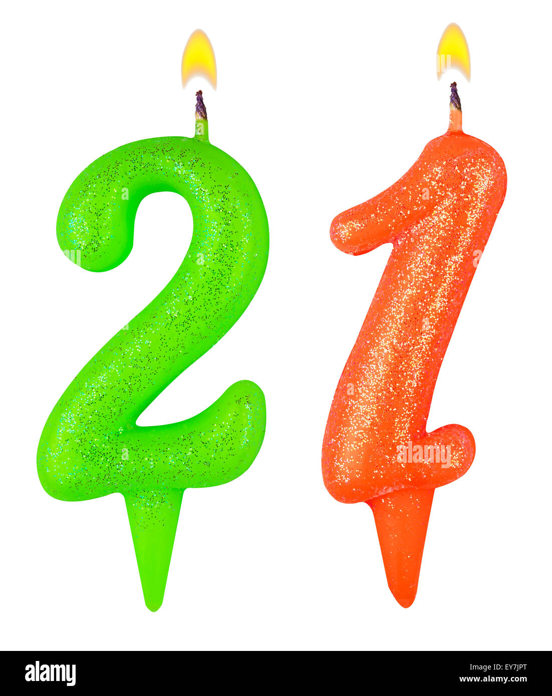 Birthday candles number twenty one isolated on white background Stock ...