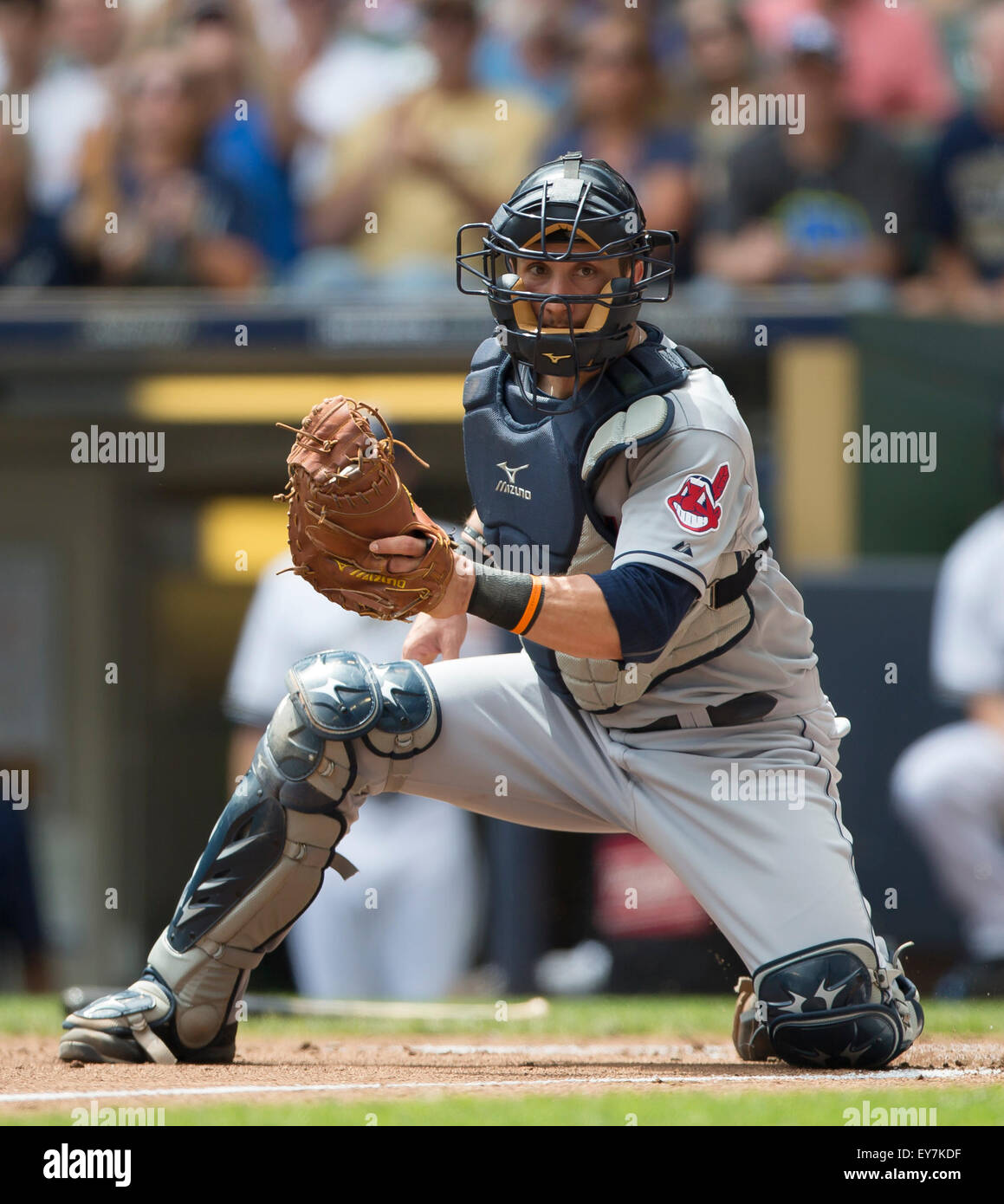 Milwaukee, WI, USA. 22nd July, 2015. Cleveland Indians catcher Yan ...