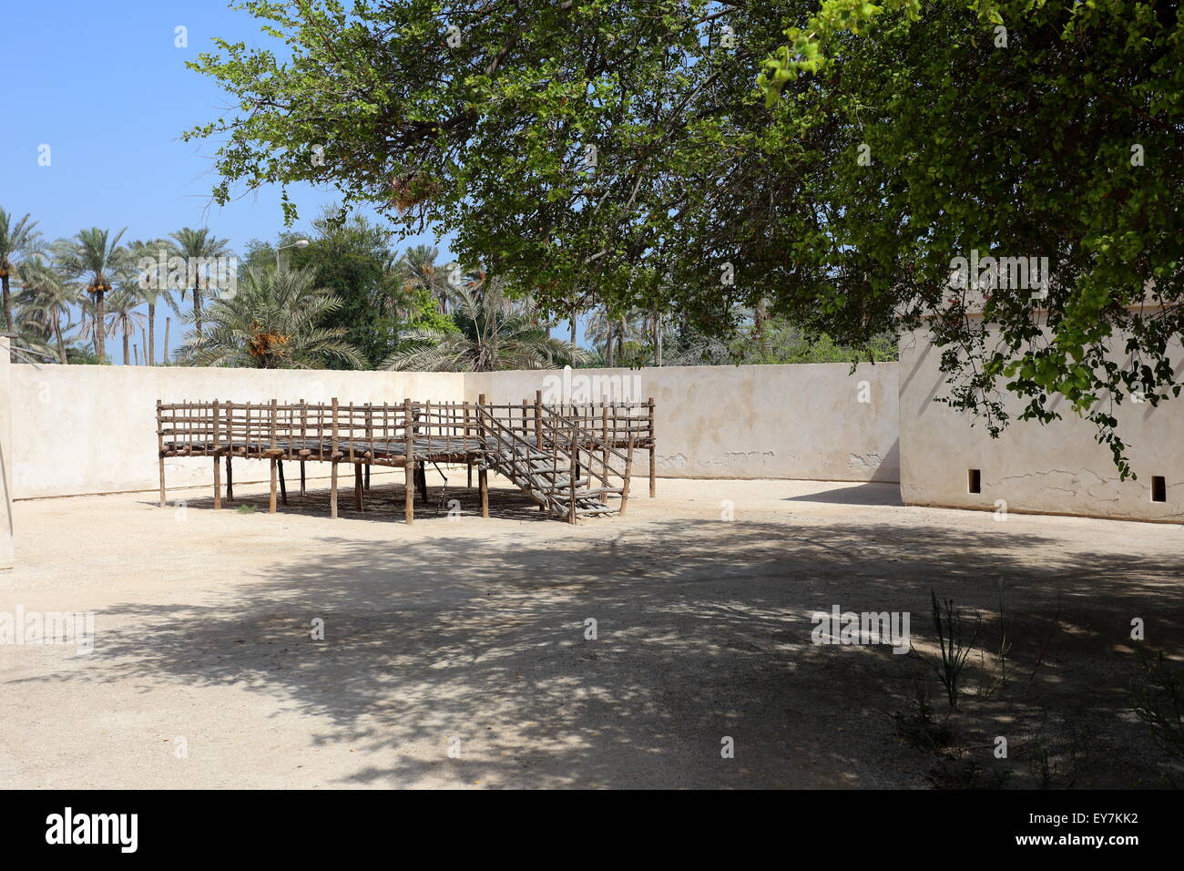The courtyard of Al Jasra House, with the seyam (sleeping terrace) in ...