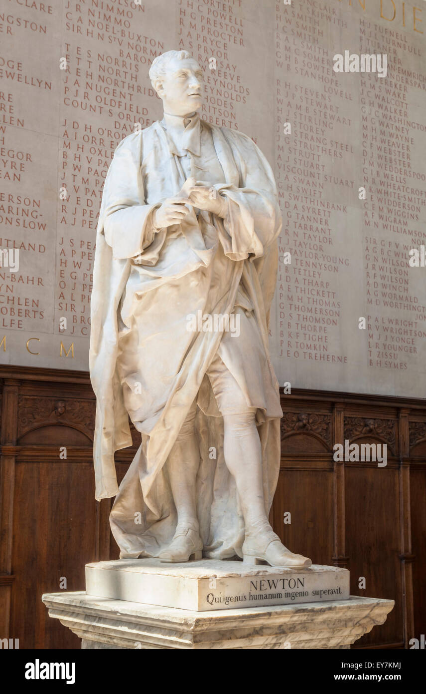 Statue of Sir Isaac Newton Trinity College Chapel Cambridge University Cambridge Cambridgeshire ...