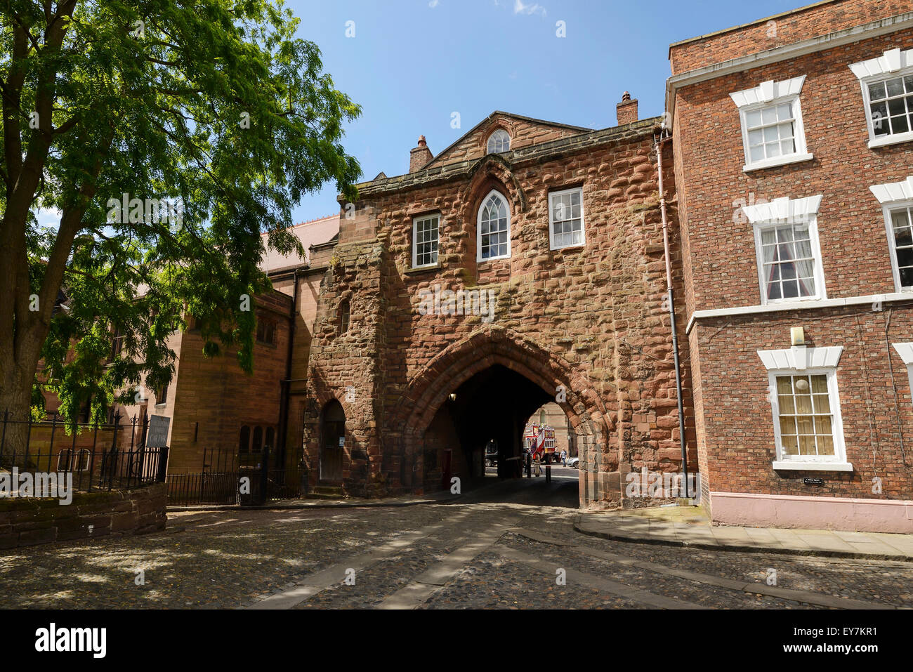 The Abbey Arch viewed from Abbey Square in Chester city centre UK Stock ...