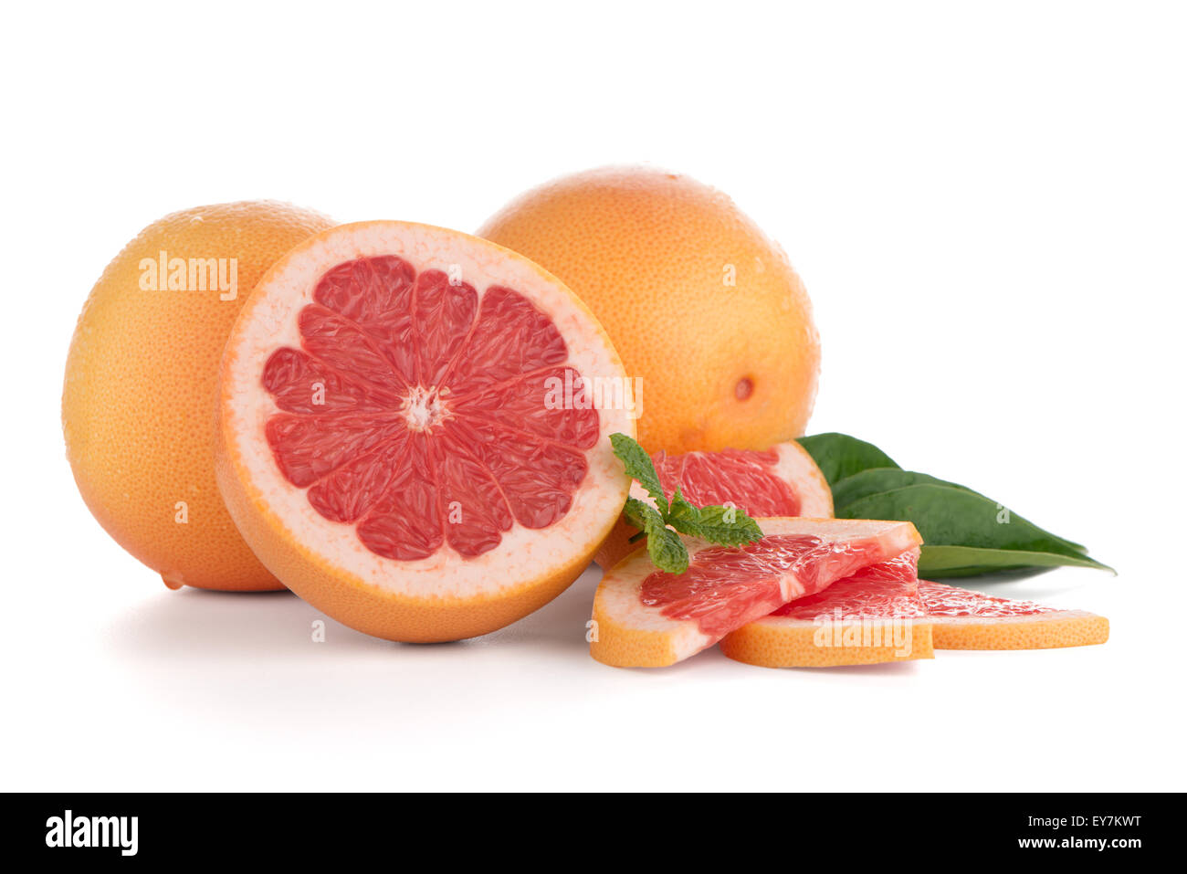 Ripe red grapefruit isolated on white background Stock Photo - Alamy